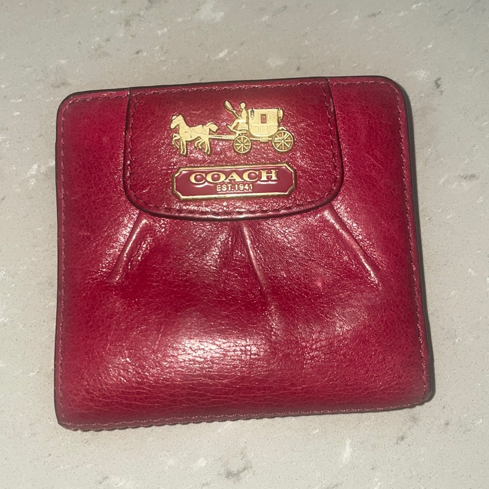 Vintage Coach Madison Mini Wallet In Raspberry Color - Gem